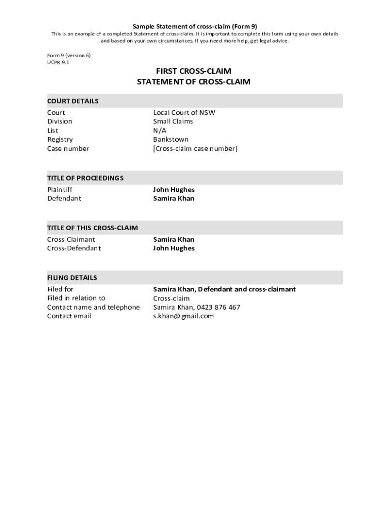 Fillable Online Sample statement of claim - debt - plaintiff - local ...