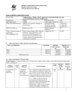 Fillable Online PROJECT IDENTIFICATION FORM (PIF) PROJECT TYPE FULL ...