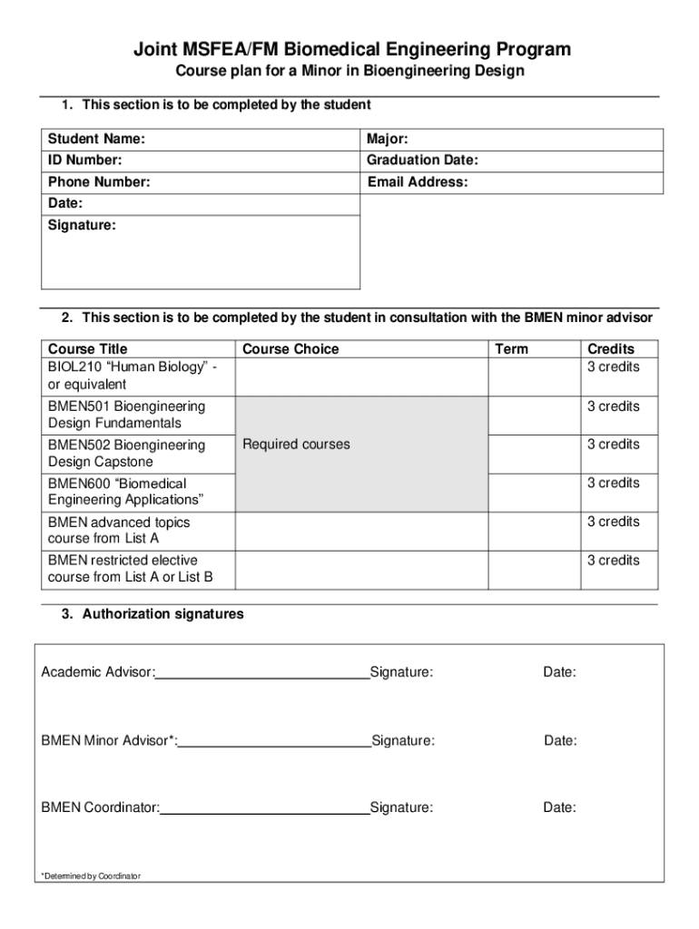 Fillable Online Joint MSFEA/FM Biomedical Engineering Program - American University of ... Fax ...