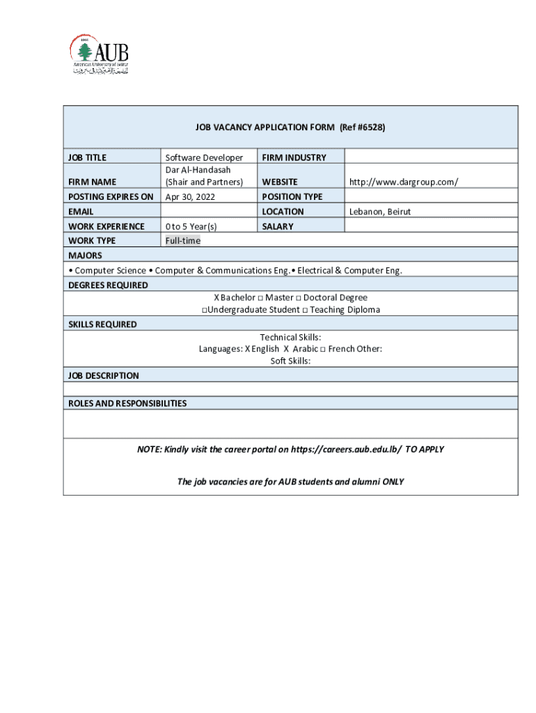 Fillable Online Dar al riyadh careersJob Application Form ...