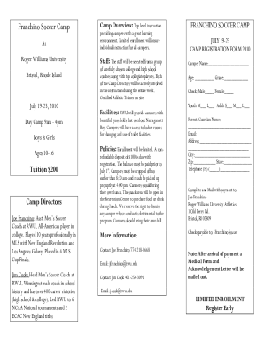 Fillable Online Soccer Camp Registration - PDF Templates Jotform Fax ...
