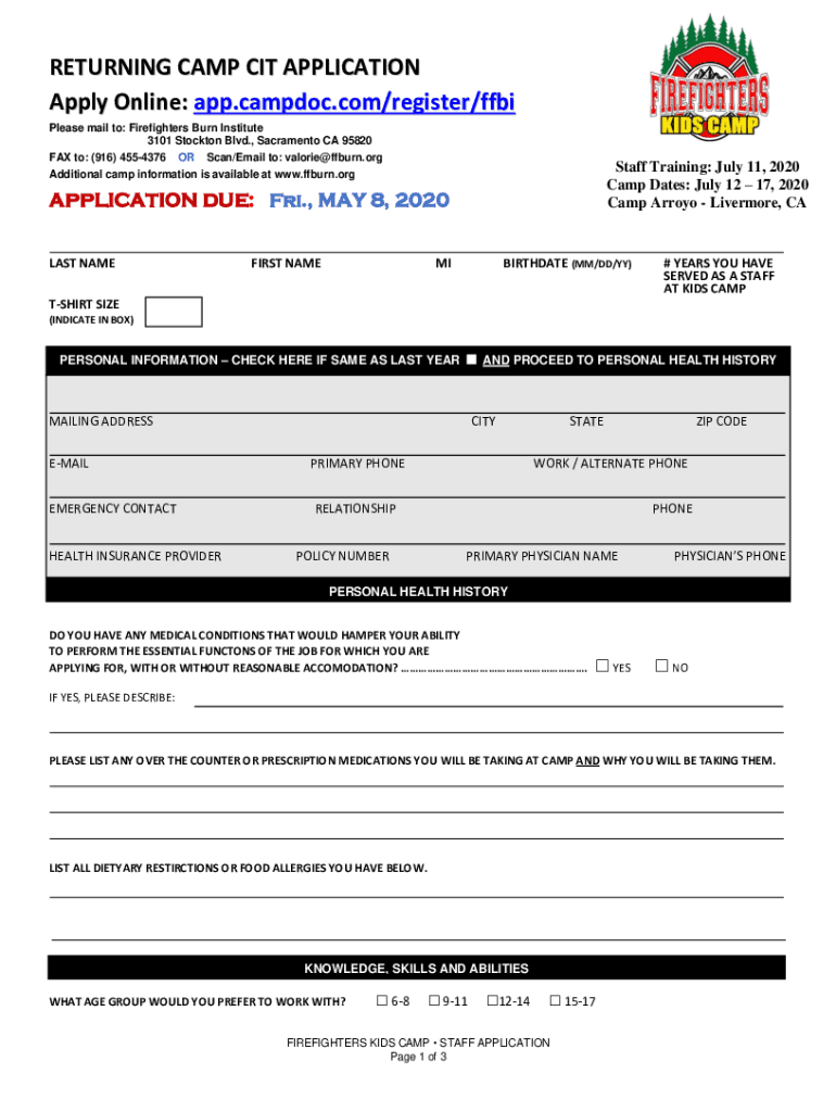 Fillable Online CampDoc Electronic Health Record / Online Registration ...
