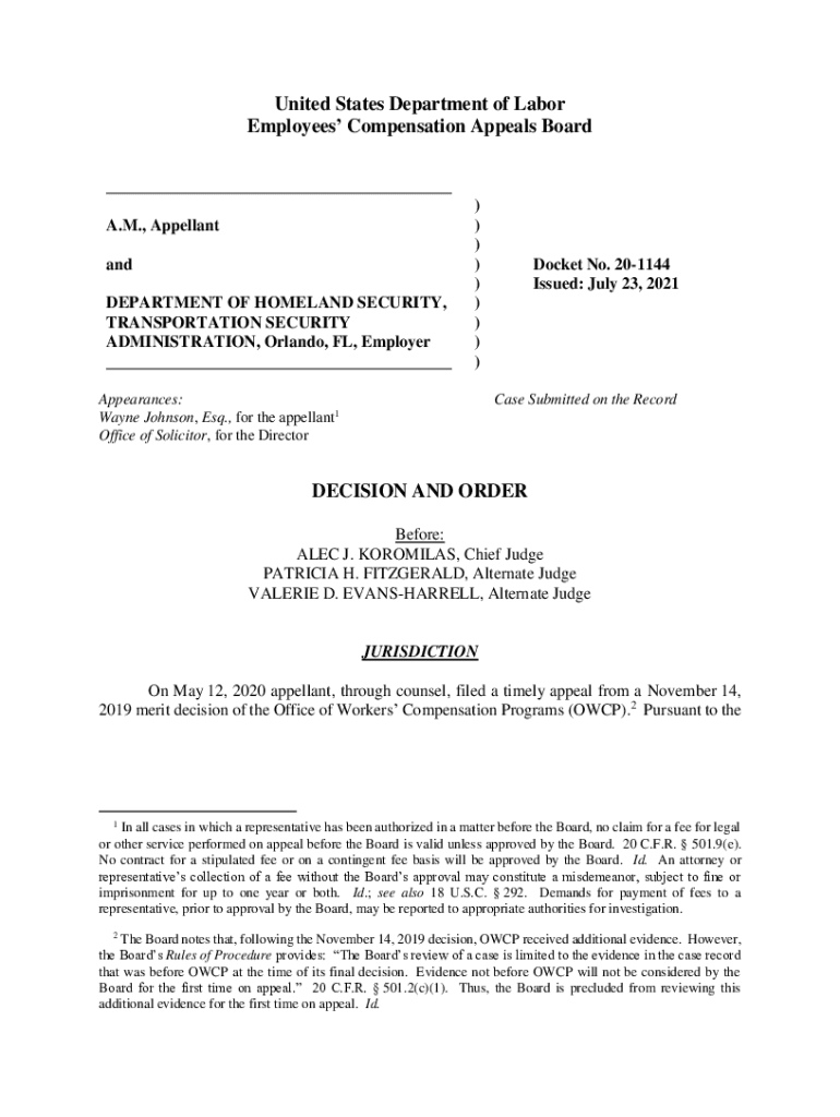 Fillable Online 20-1144: A.M. and DEPARTMENT OF HOMELAND SECURITY ...
