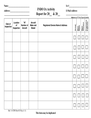 Fillable Online Inspection Authorization (IA) Activity Report Fax Email ...