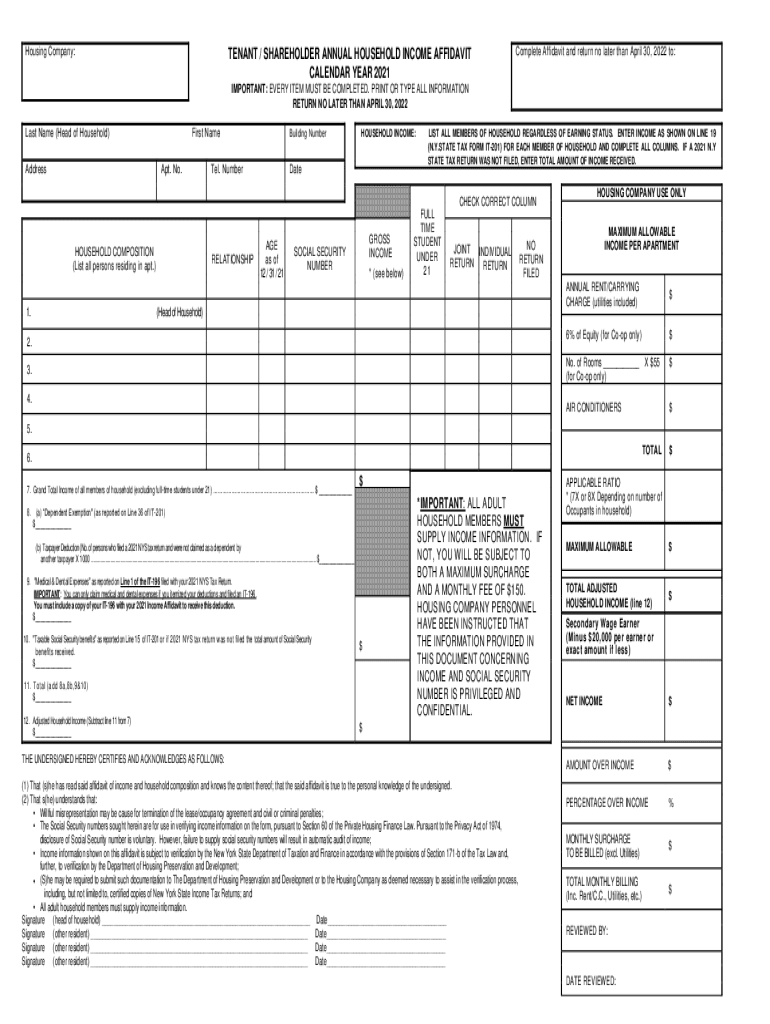 Fillable Online hcr.ny.govsystemfilesNOTE the Following New Information ...