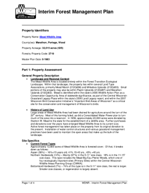 Fillable Online dnr wi Interim Forest Management Plan - Wisconsin ...