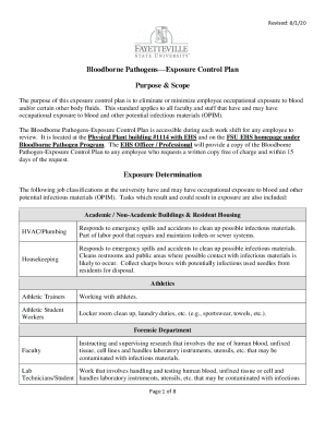 Fillable Online Bloodborne Pathogens Exposure Control PlanDOL ...
