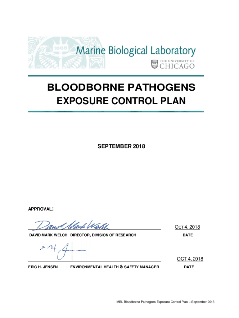 Fillable Online Bloodborne Pathogens Exposure Control PlanEnvironmental ...