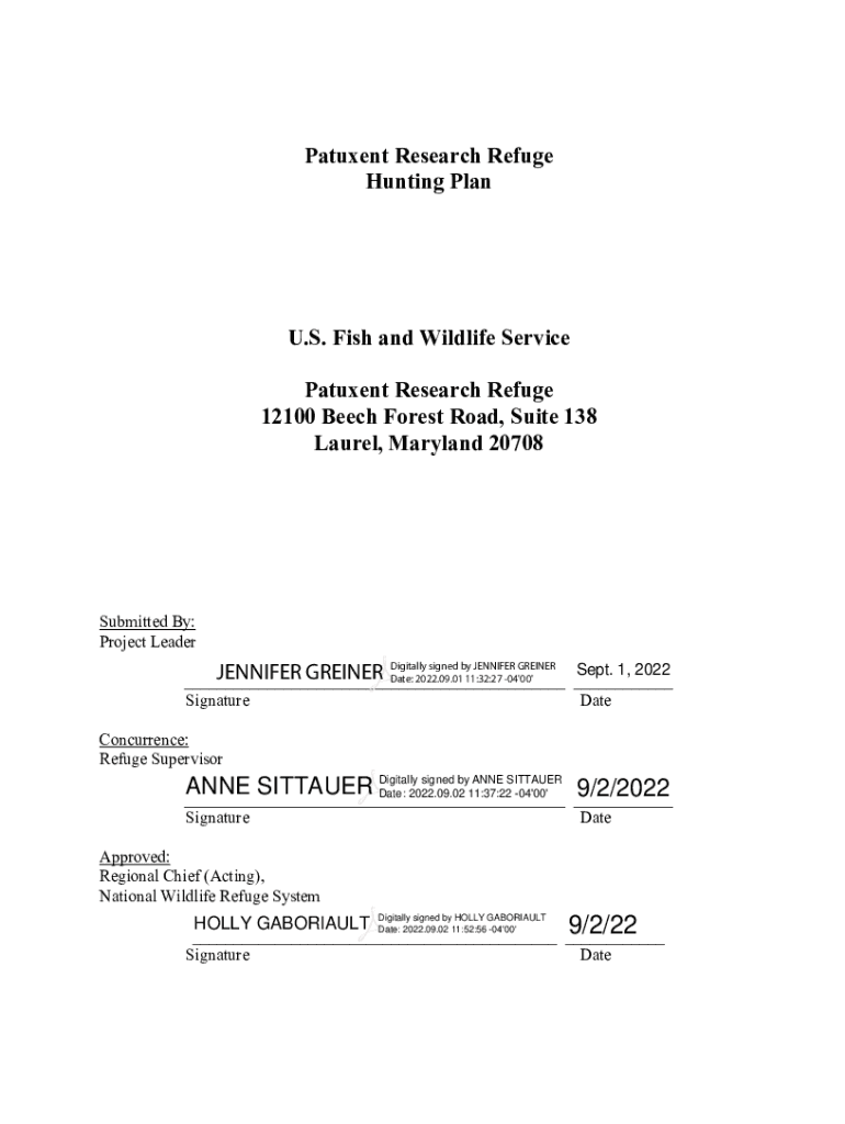 Fillable Online ecos.fws.govServCatDownloadFilePATUXENT RESEARCH REFUGE ...