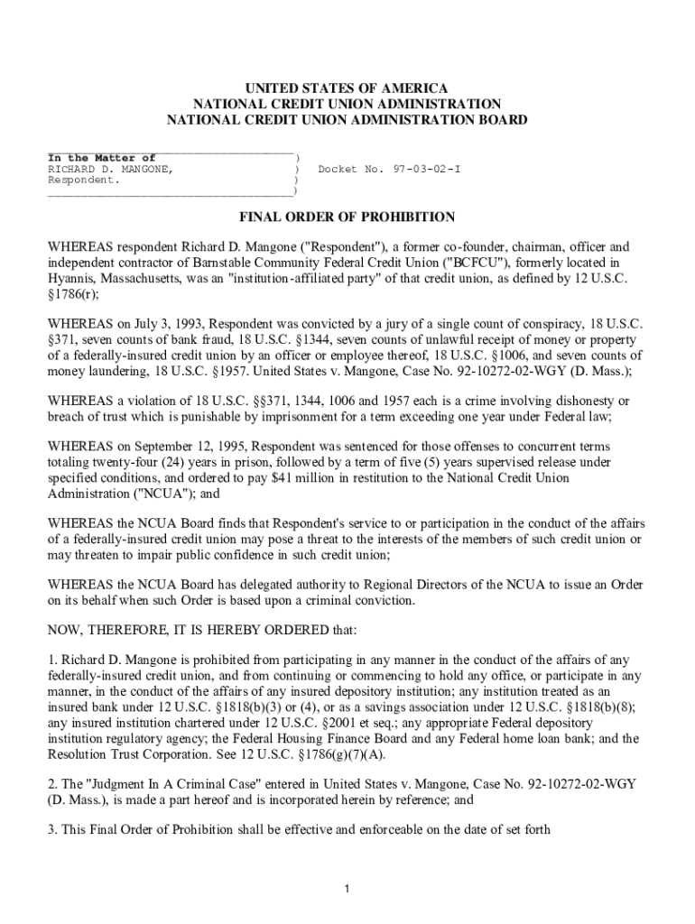 Fillable Online 97-03-02-I -- Final Prohibition Order Richard D ...