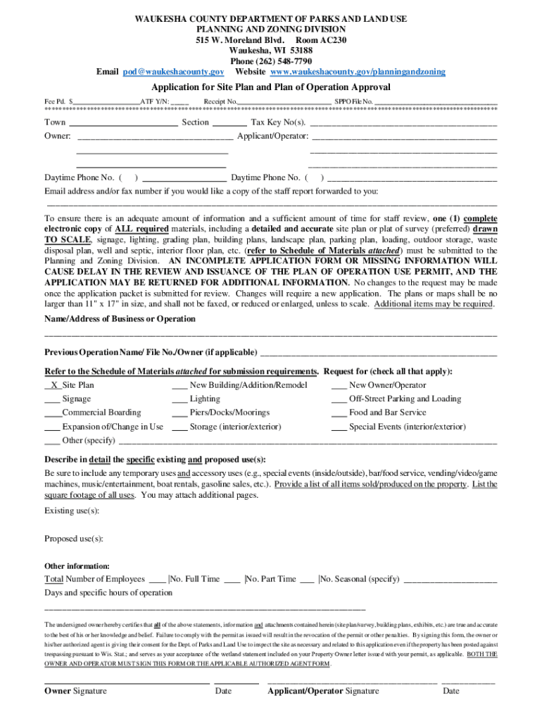 Fillable Online Application for Site Plan and Plan of Operation Approval Fax Email Print - pdfFiller