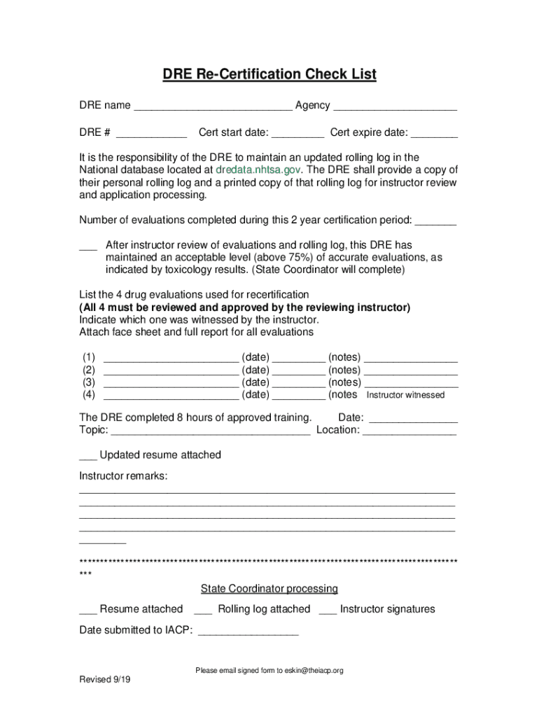 Fillable Online DRE Program: RecertificationLicensees - DRE ...