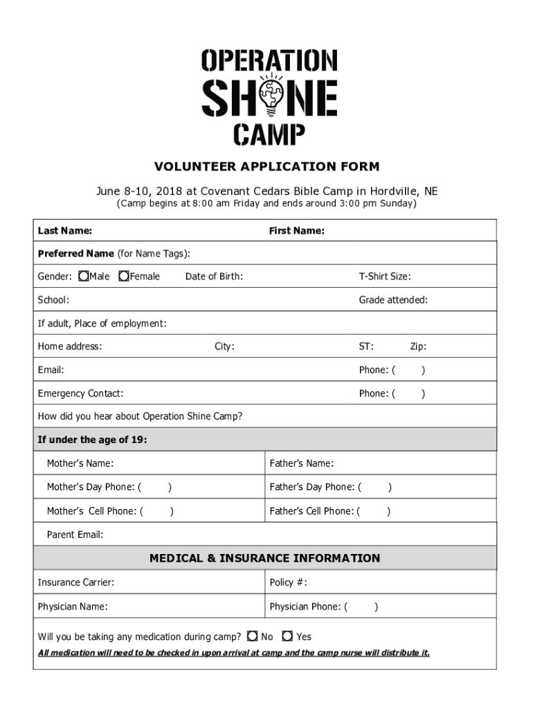 Fillable Online 2018 New Volunteer Registration Fillable.pdf Fax Email Print - pdfFiller