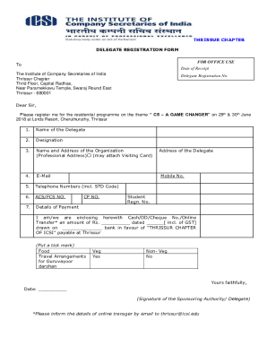 Fillable Online DELEGATE REGISTRATION FORM Fax Email Print - pdfFiller