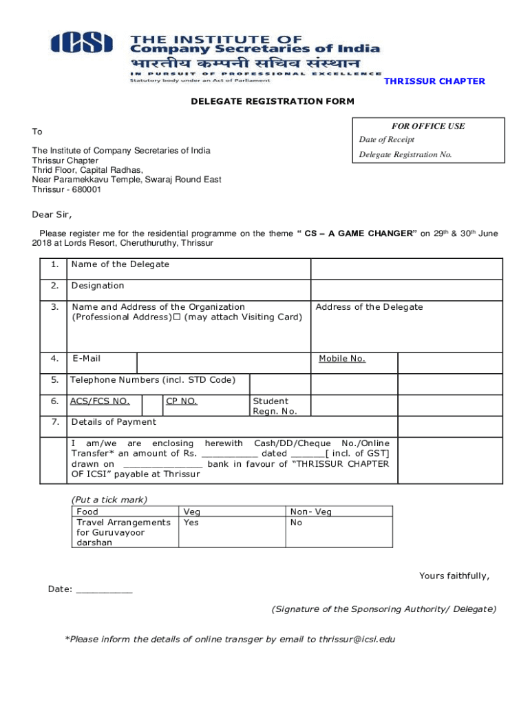 Fillable Online DELEGATE REGISTRATION FORM Fax Email Print - pdfFiller