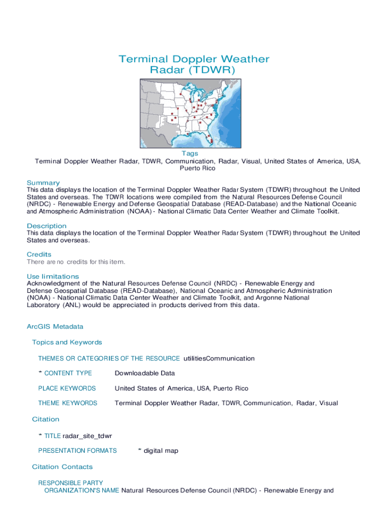 Fillable Online ezmt anl Terminal Doppler Weather Radar (TDWR ...