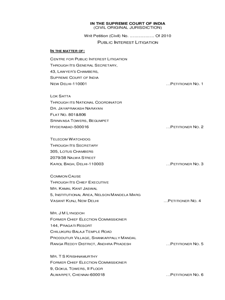 Fillable Online Writ Petition (Civil) No Fax Email Print - pdfFiller