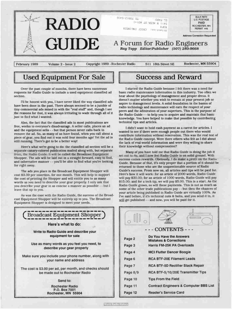 Fillable Online RADIO GUIDE Fax Email Print - pdfFiller