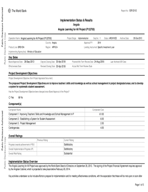 Fillable Online documents.worldbank.org curated enImplementation Status ...