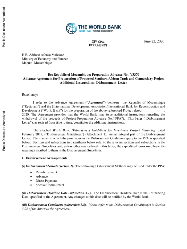 Fillable Online Republic of Mozambique - World Bank Document Fax Email ...