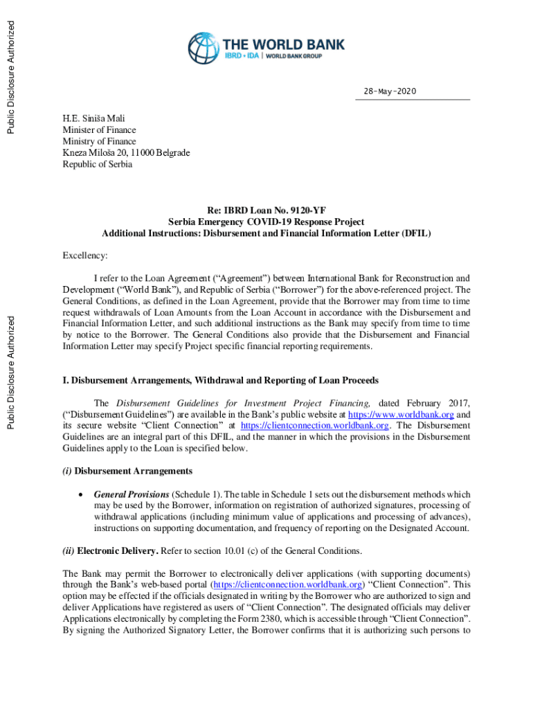 Fillable Online Disbursement and Financial Information - World Bank ...