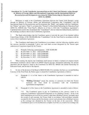Fillable Online 2 to the Contribution Agreement between the United Arab ...