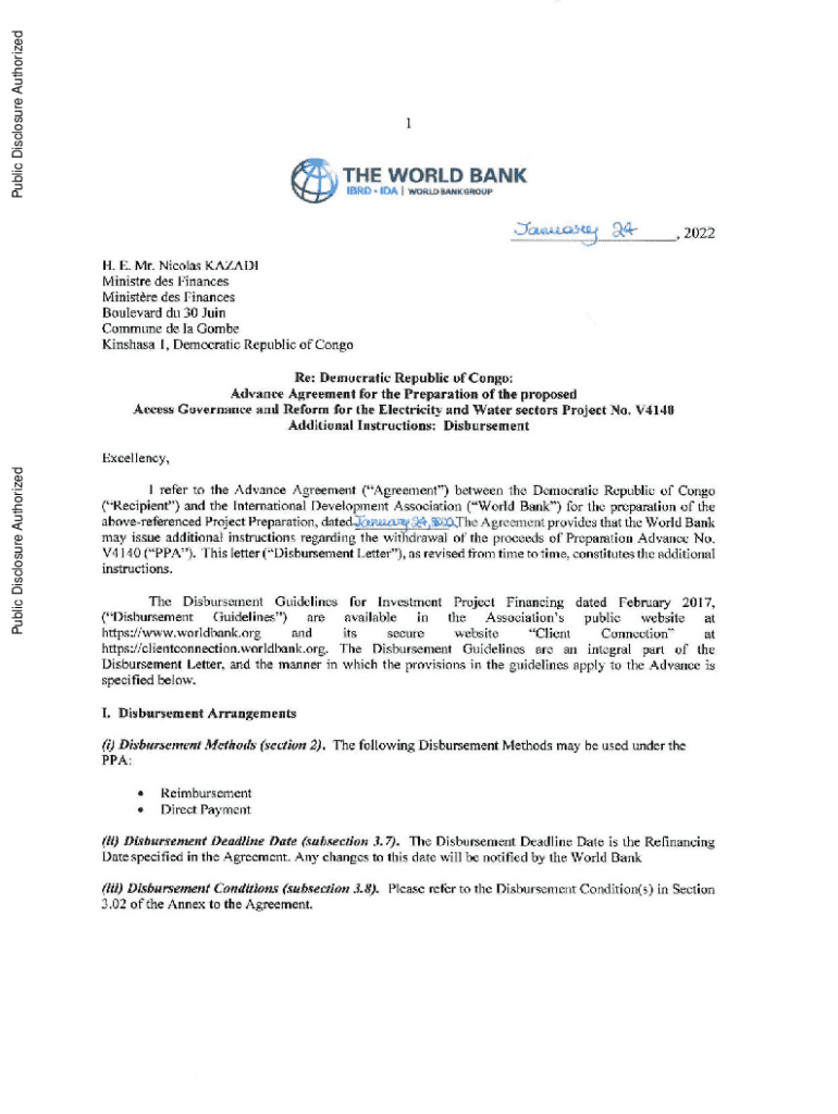 Fillable Online Official Documents- Disbursement Letter for No. V4140 ...