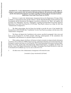 Fillable Online documents.worldbank.orgcuratedenPublic Disclosure Authorized Amendment No. I to ...