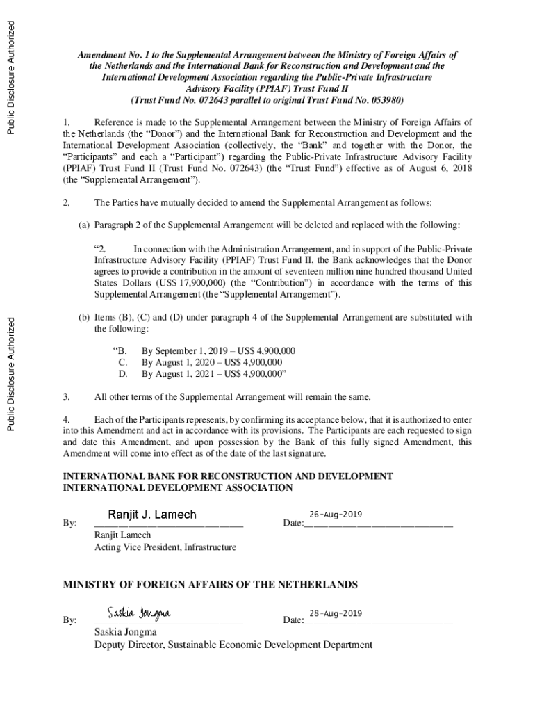 Fillable Online Official Documents- Amendment No. 1 to the Supplemental ...