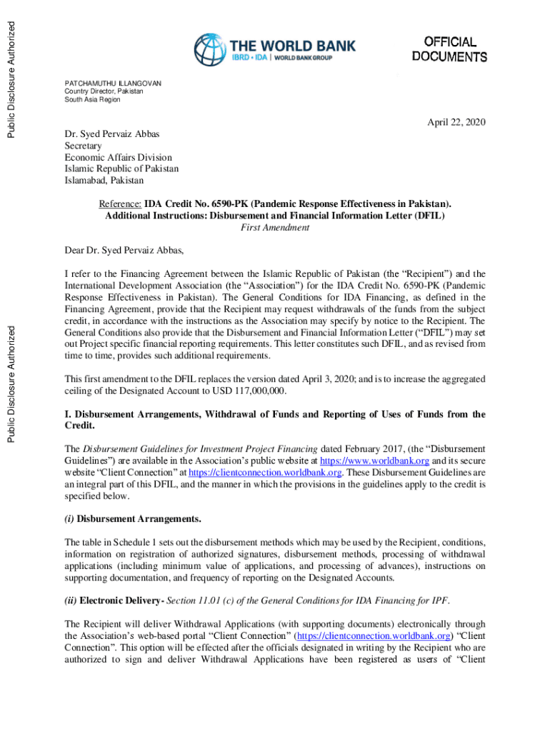 Fillable Online Official Documents- First Amendment to the Disbursement ...