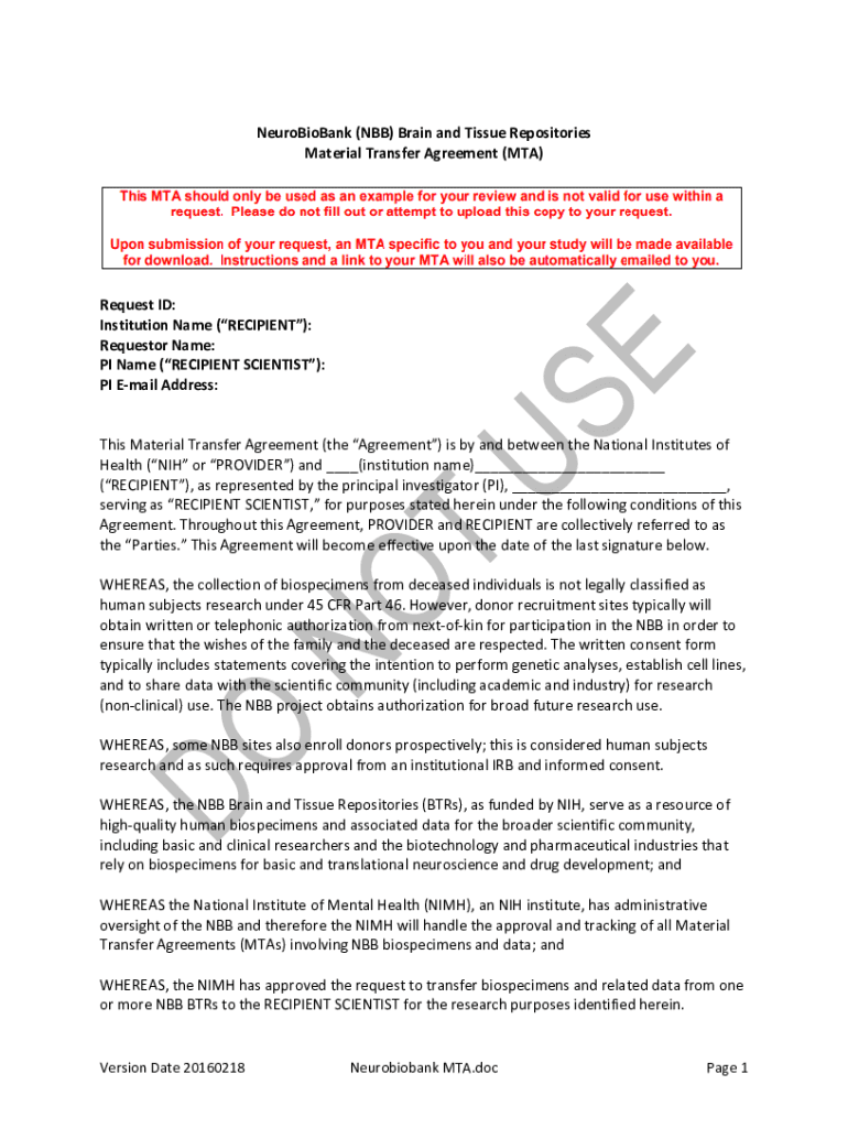 Fillable Online neurobiobank nih Request ID: PI Name (RECIPIENT ...