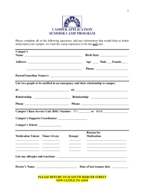 Fillable Online Summer Camp Evaluation FormsTips and Sample ...