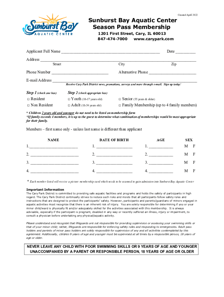 Fillable Online Sunburst Bay Membership Form Fax Email Print - pdfFiller