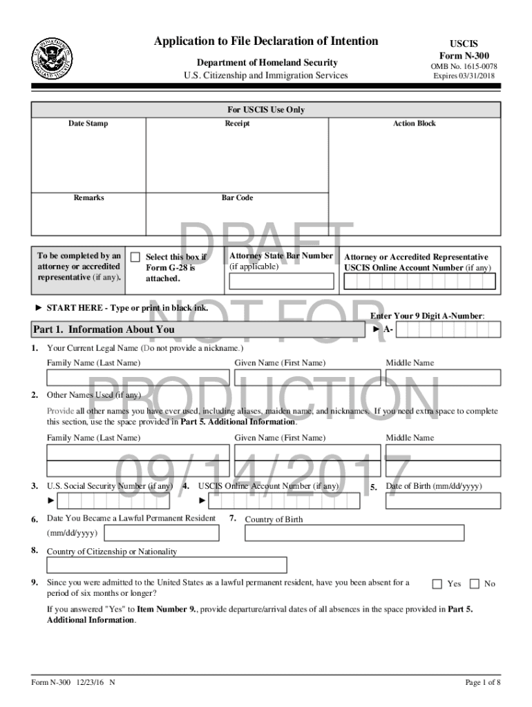 Fillable Online Application to File Declaration of IntentionUSCIS Fax ...