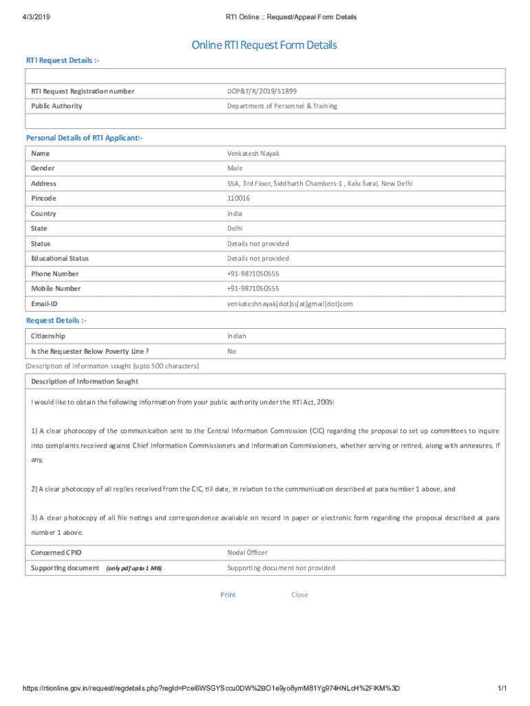 Fillable Online RTI Online :: HomeSubmit RTI RequestSubmit RTI First ...
