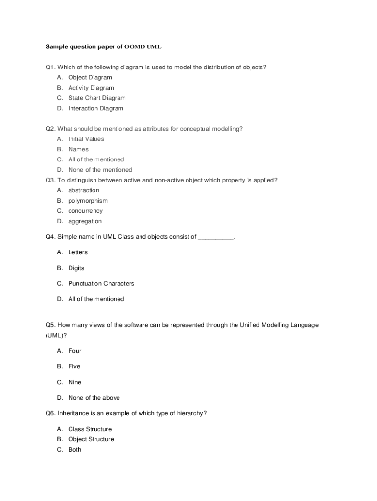 Fillable Online Class Diagram And Object Diagram Important Questions And