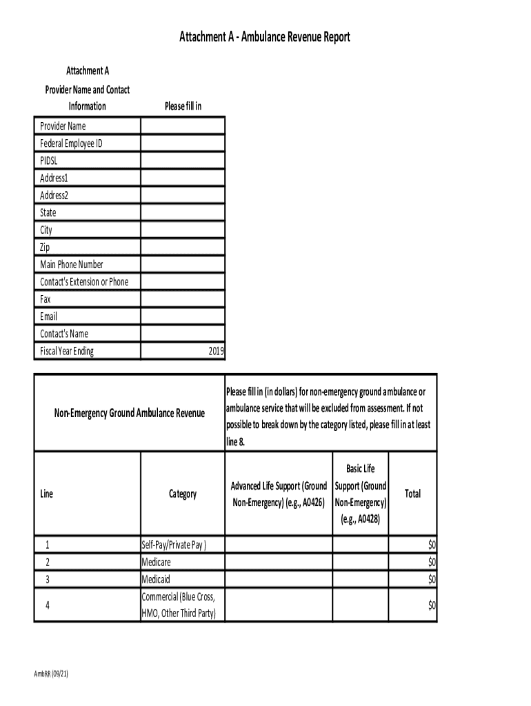 Fillable Online Attachment A - Ambulance Revenue Report Fax Email Print ...