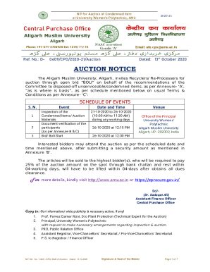 Fillable Online Auction Auction Notice For Condemned Items At Depa ...