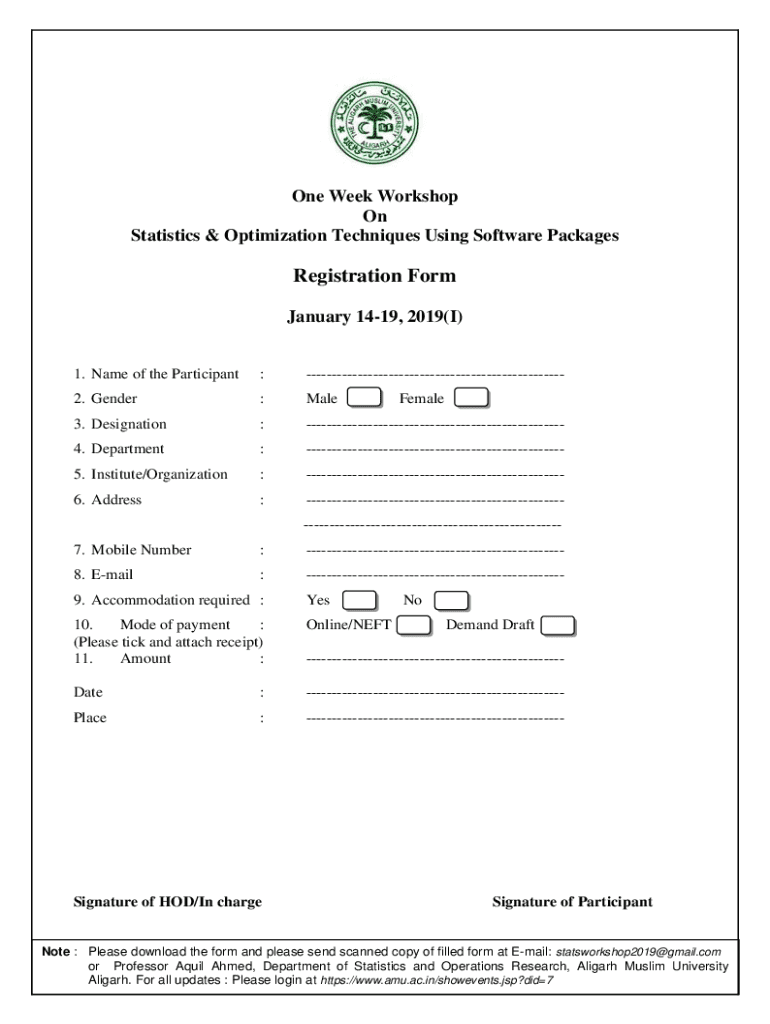 Fillable Online Registration Form - Aligarh Muslim University Fax Email ...
