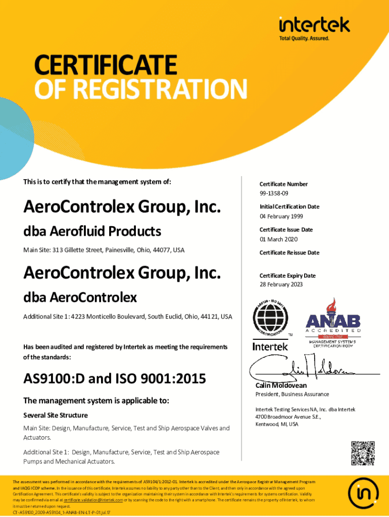 Fillable Online This is to certify that the management system of ...