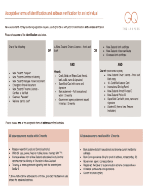 Fillable Online Acceptable forms of identification and address ...