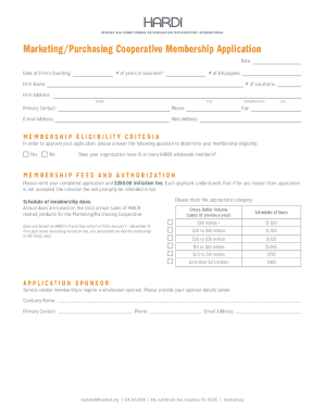 Fillable Online Marketing/Purchasing Cooperative Membership Application ...