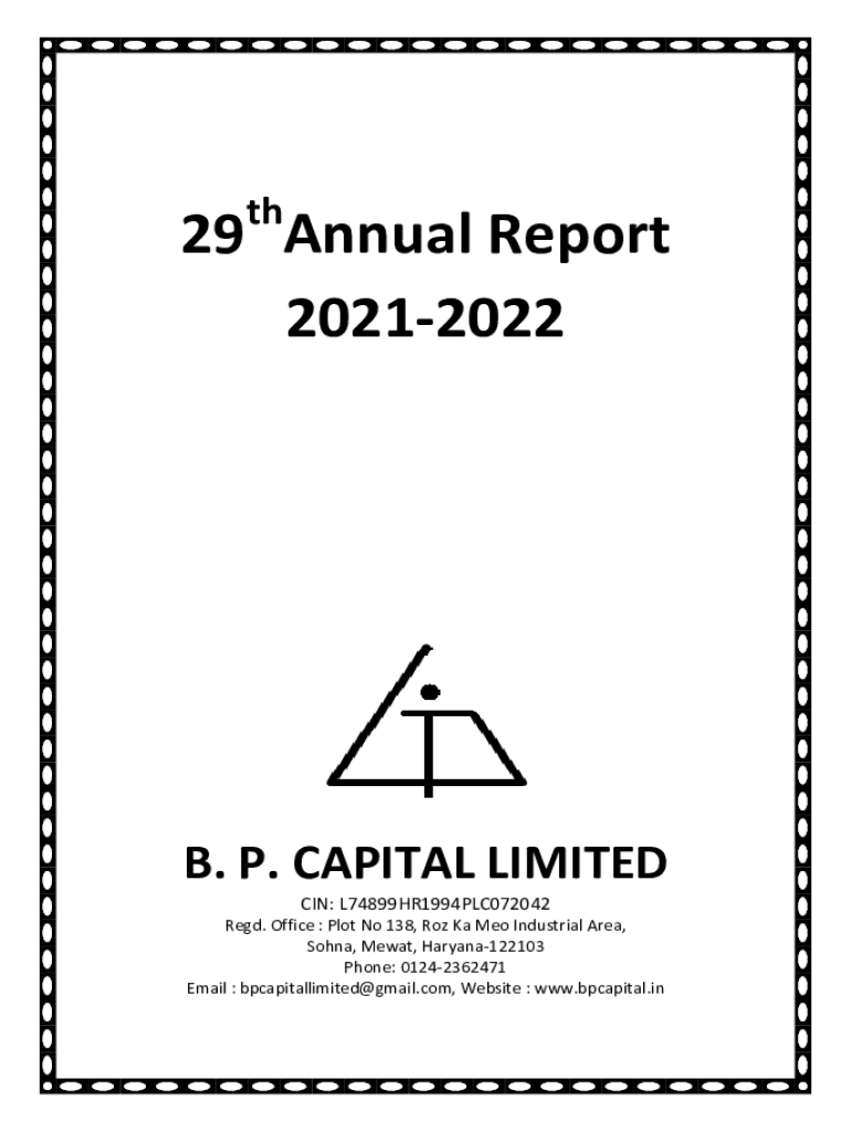 Fillable Online B. P. CAPITAL LIMITED - Company, directors and contact ...