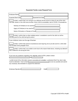Fillable Online Expanded Family and Medical Leave Request Form ...