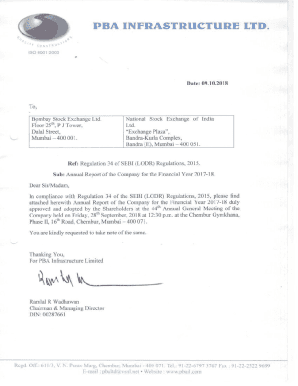 Fillable Online PBA Infrastructure Directors Report, PBA Infra Reports ...