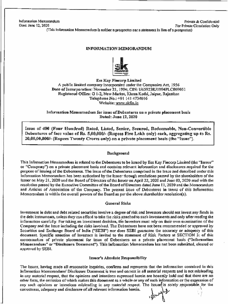 Fillable Online Ess Kay Fincorp Limited - BSE Fax Email Print - pdfFiller