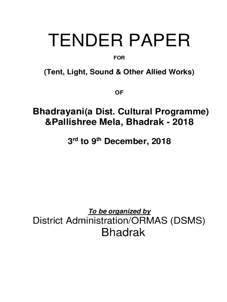 Fillable Online tender paper - ORMAS Fax Email Print - pdfFiller