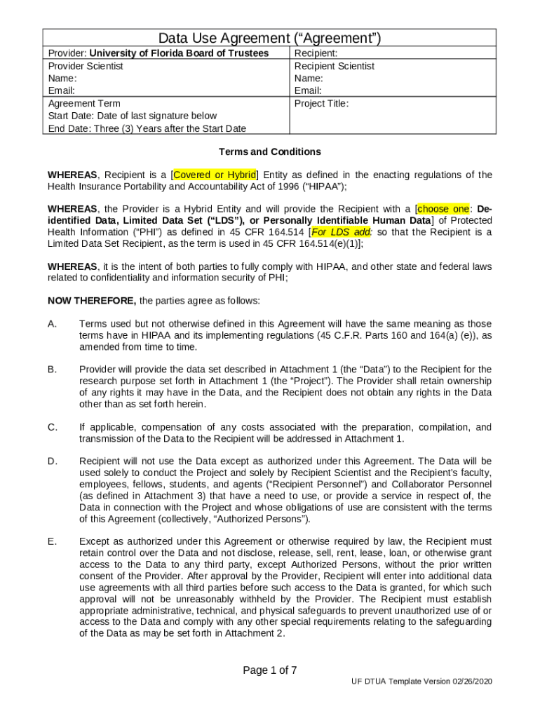 research.ufl.eduresearchpdfDATA USE AGREEMENT FOR LIMITED DATA SET ...