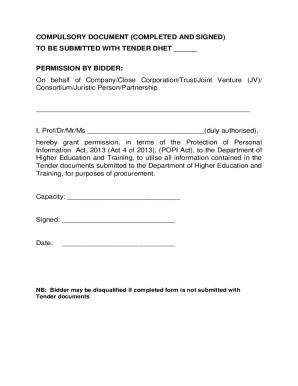 Fillable Online COMPULSORY DOCUMENT (COMPLETED AND SIGNED) TO BE ...