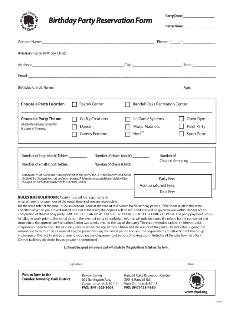 Fillable Online Free Birthday Party Contract Template - Get 2021 ...